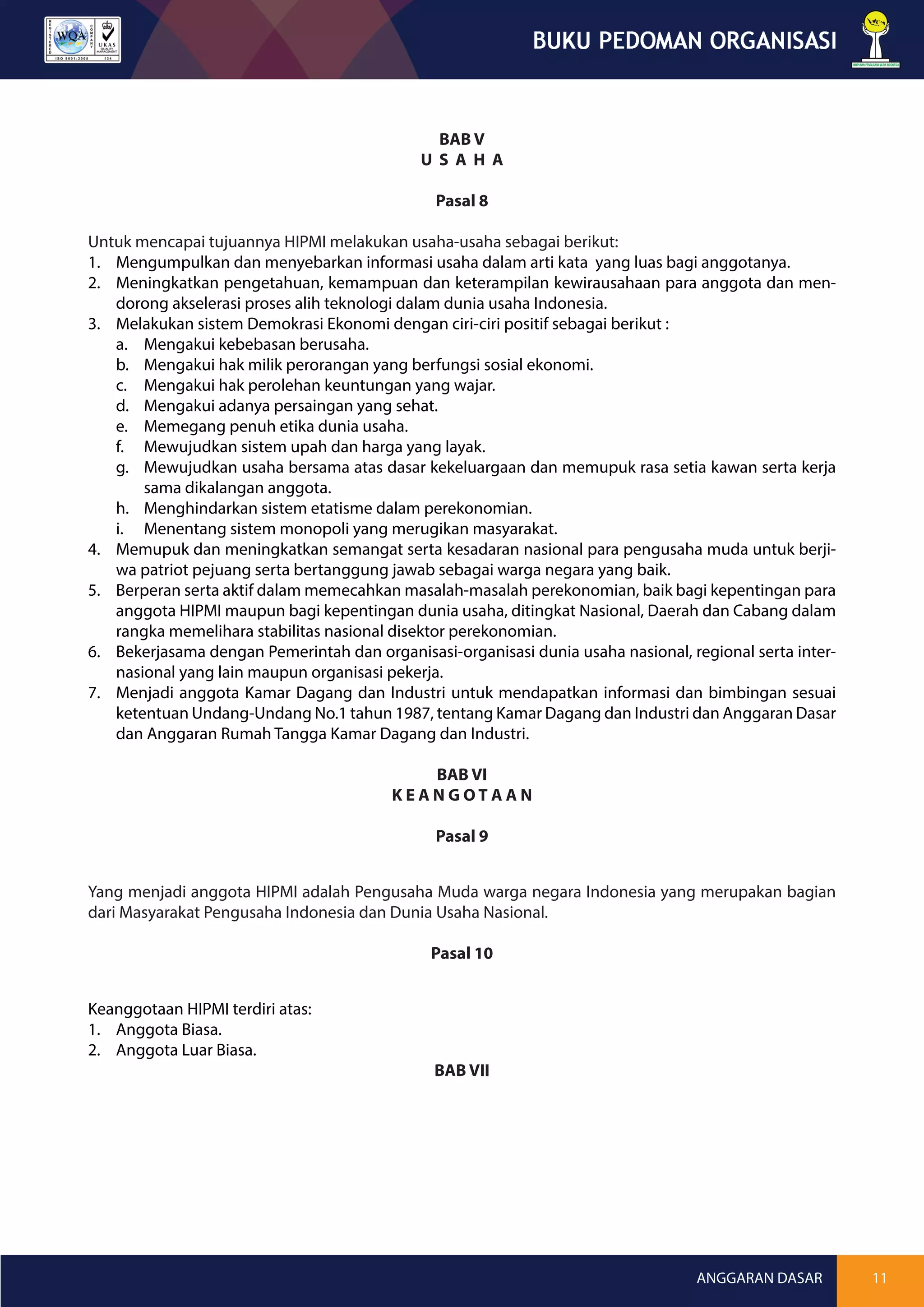 Buku panduan organisasi hipmi ok | PDF