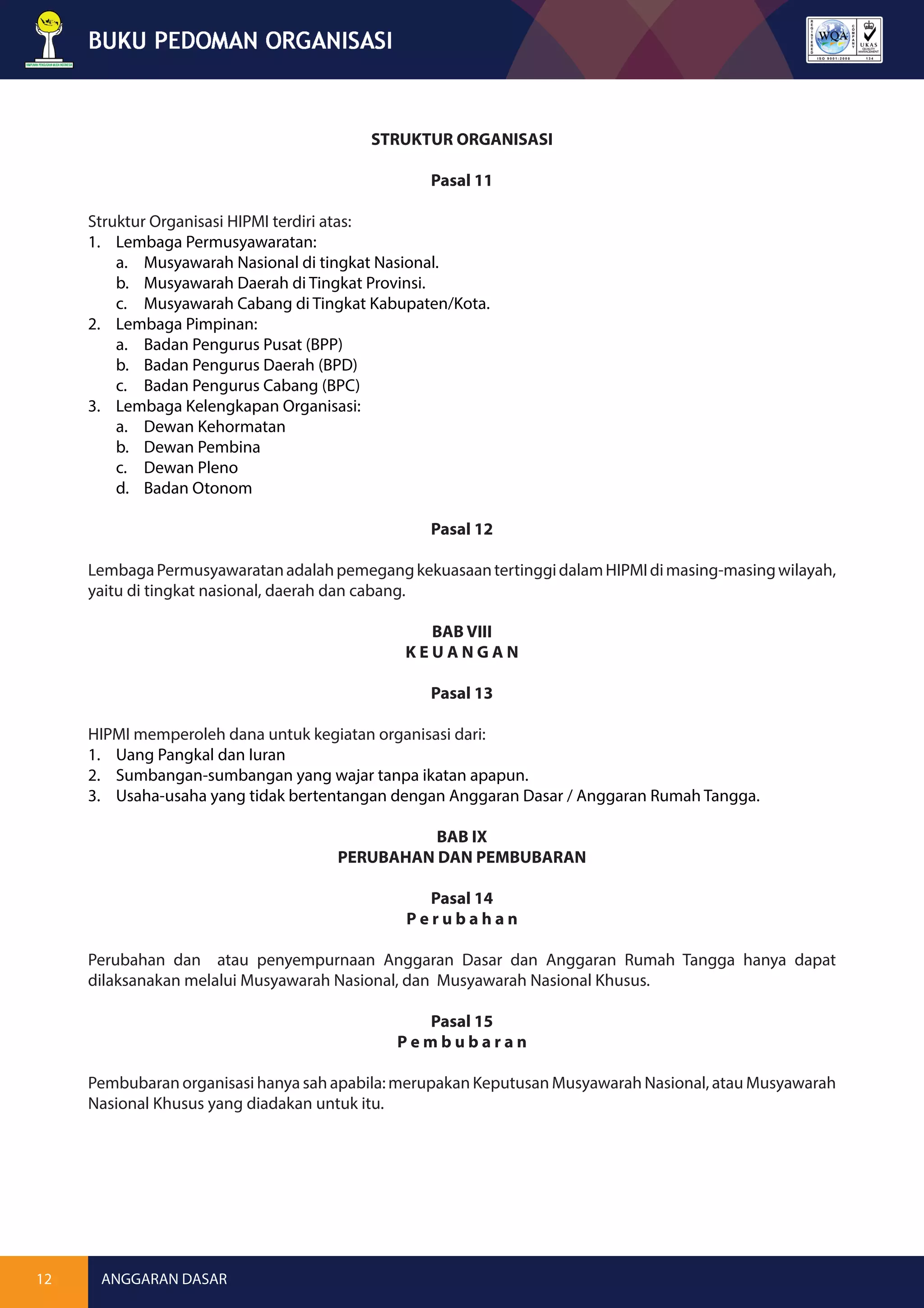 Buku panduan organisasi hipmi ok | PDF