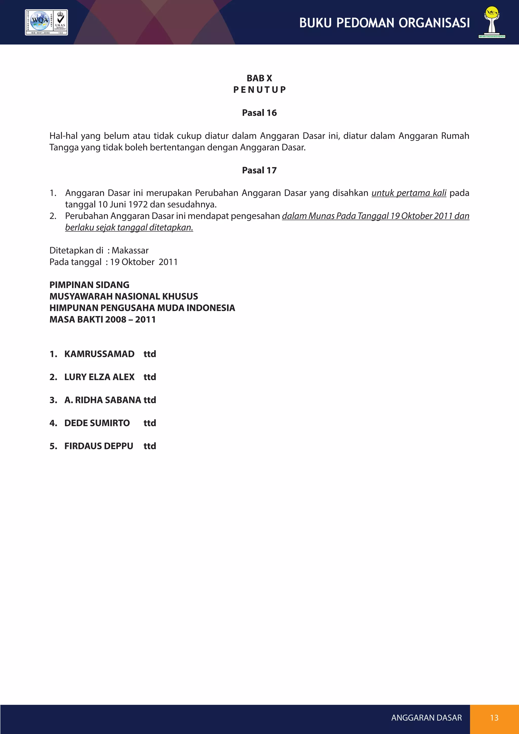 Buku panduan organisasi hipmi ok | PDF