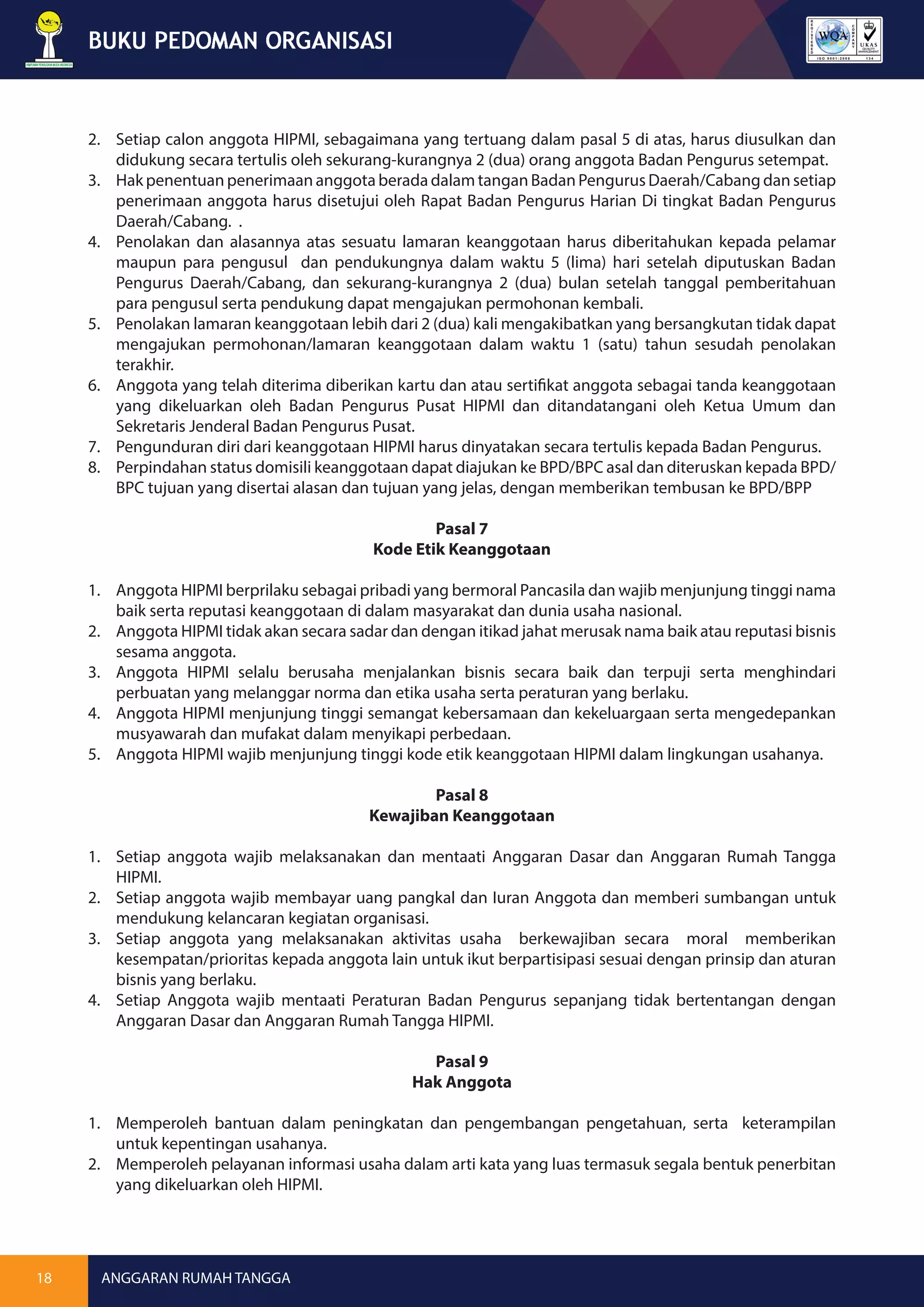 Buku panduan organisasi hipmi ok | PDF