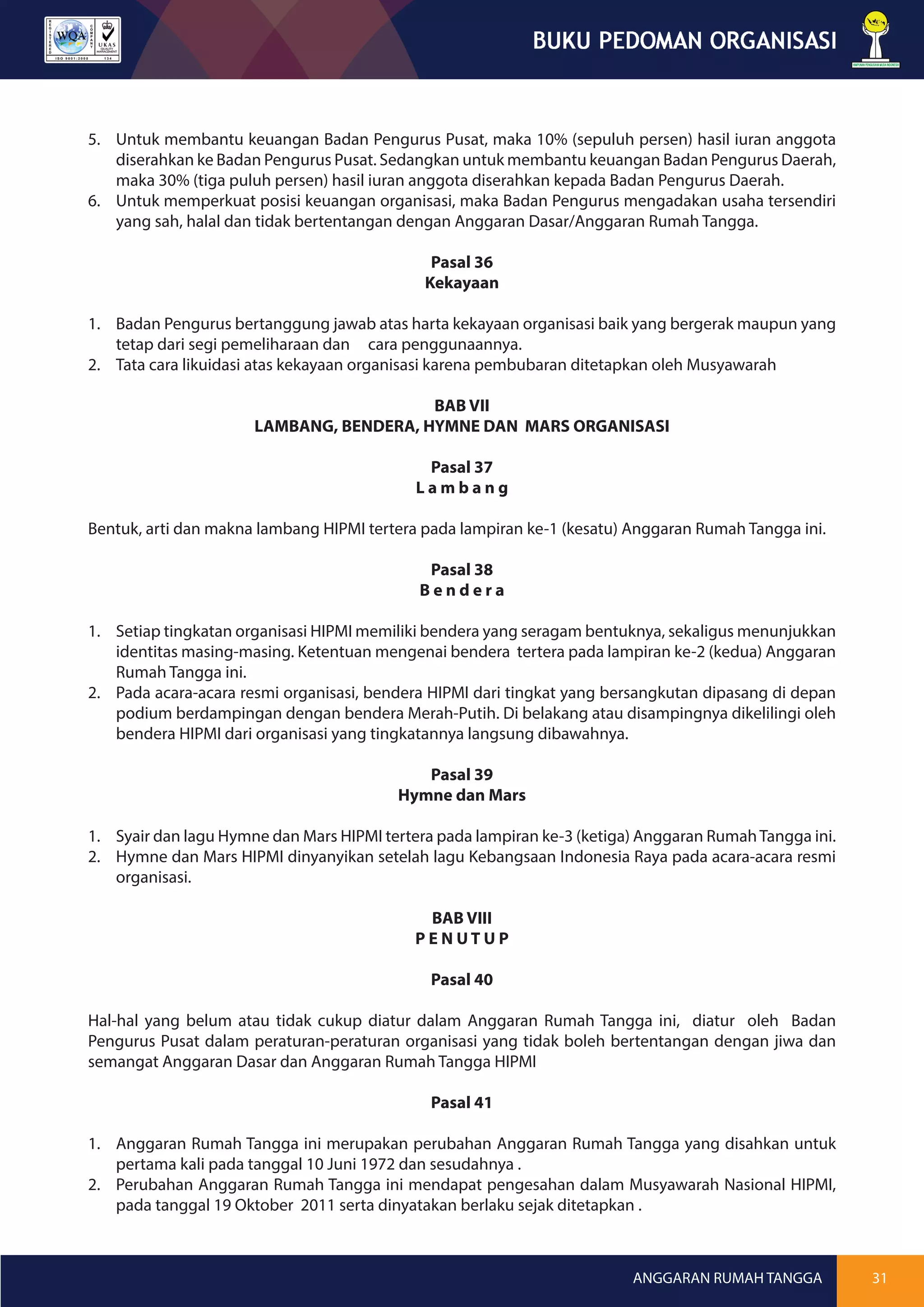 Buku panduan organisasi hipmi ok | PDF