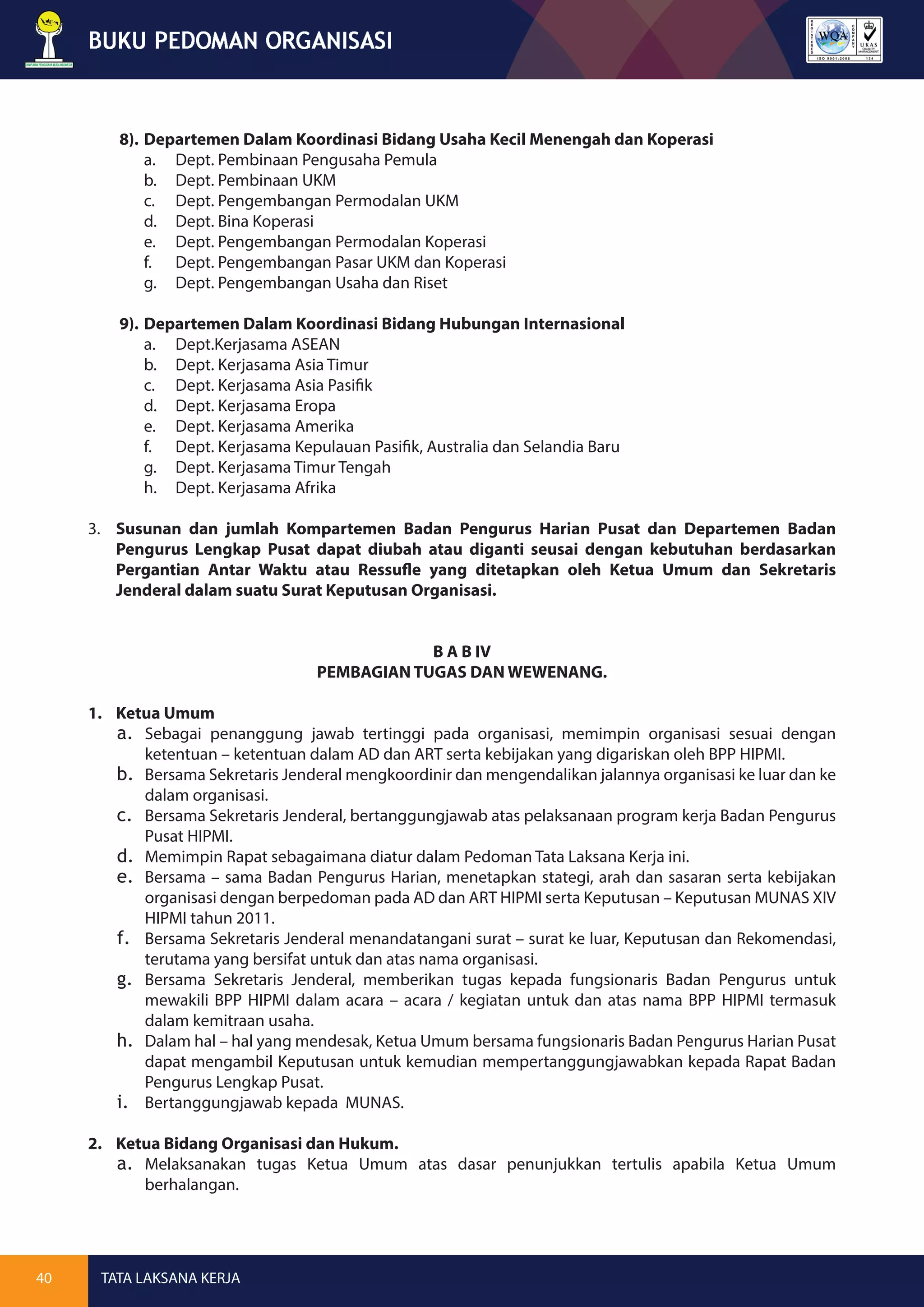 Buku panduan organisasi hipmi ok | PDF