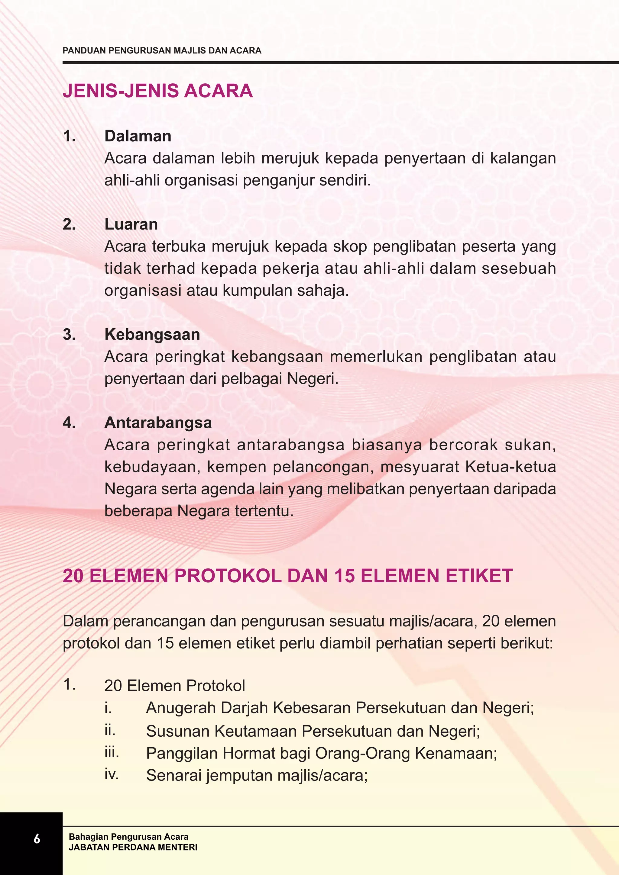 Buku panduan pengurusan majlis dan acara | PDF