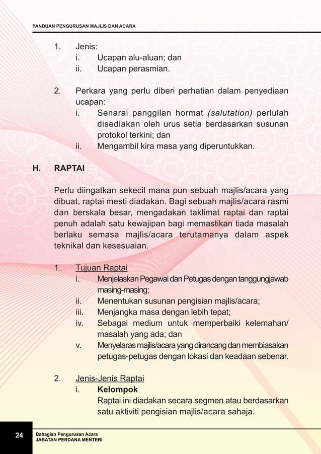 Buku panduan pengurusan majlis dan acara | PDF