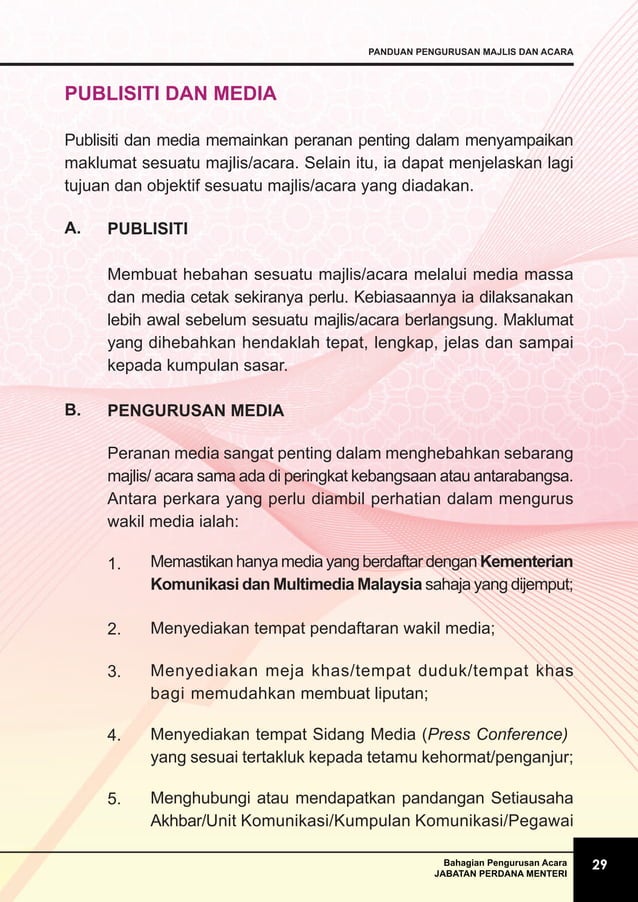 Buku panduan pengurusan majlis dan acara | PDF