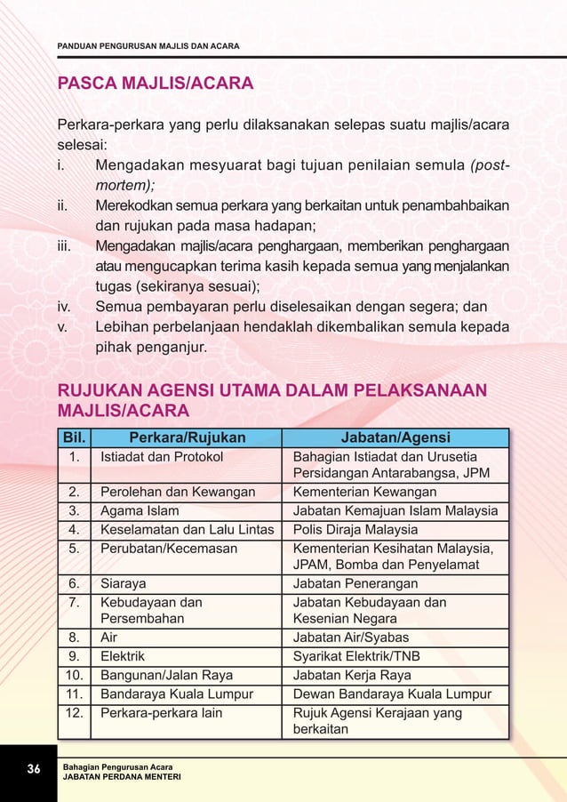 Buku panduan pengurusan majlis dan acara | PDF