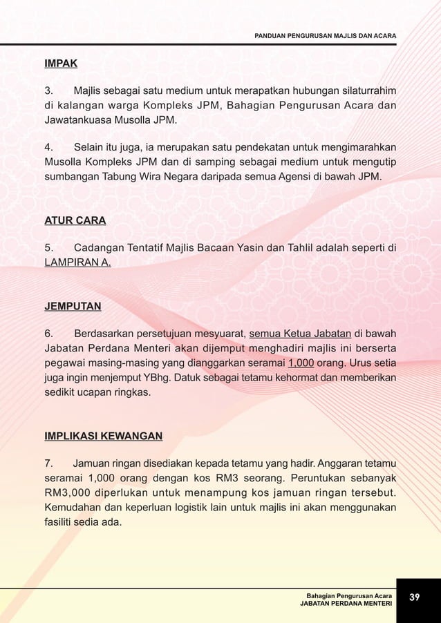 Buku panduan pengurusan majlis dan acara | PDF