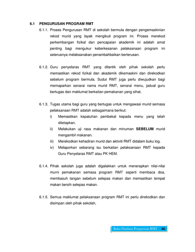 Buku panduan pengurusan rmt | PDF