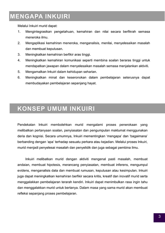 Buku Panduan Pembelajaran Berasaskan INKUIRI | PDF