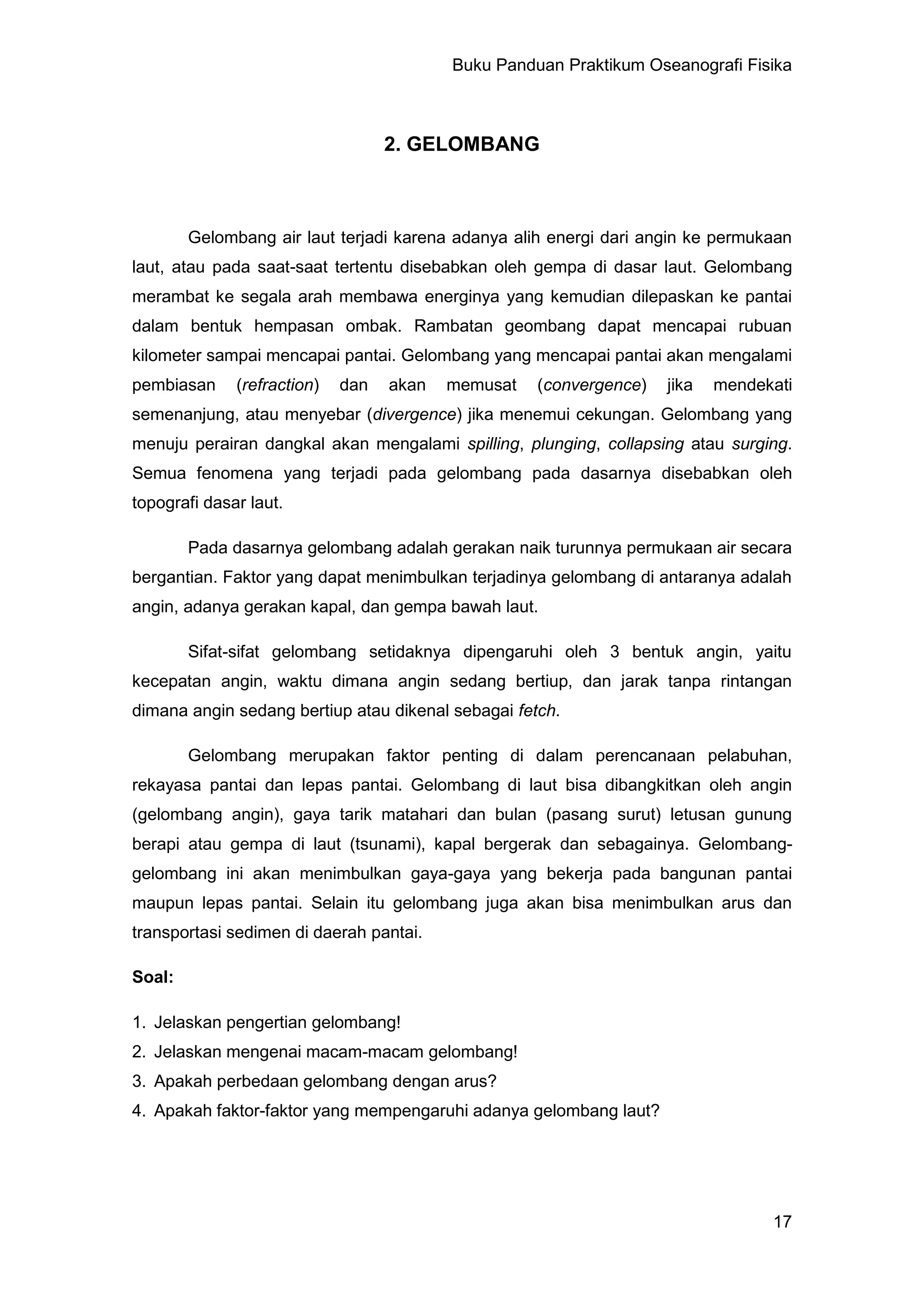 Buku panduan praktikum_oseanografi_fisik | PDF