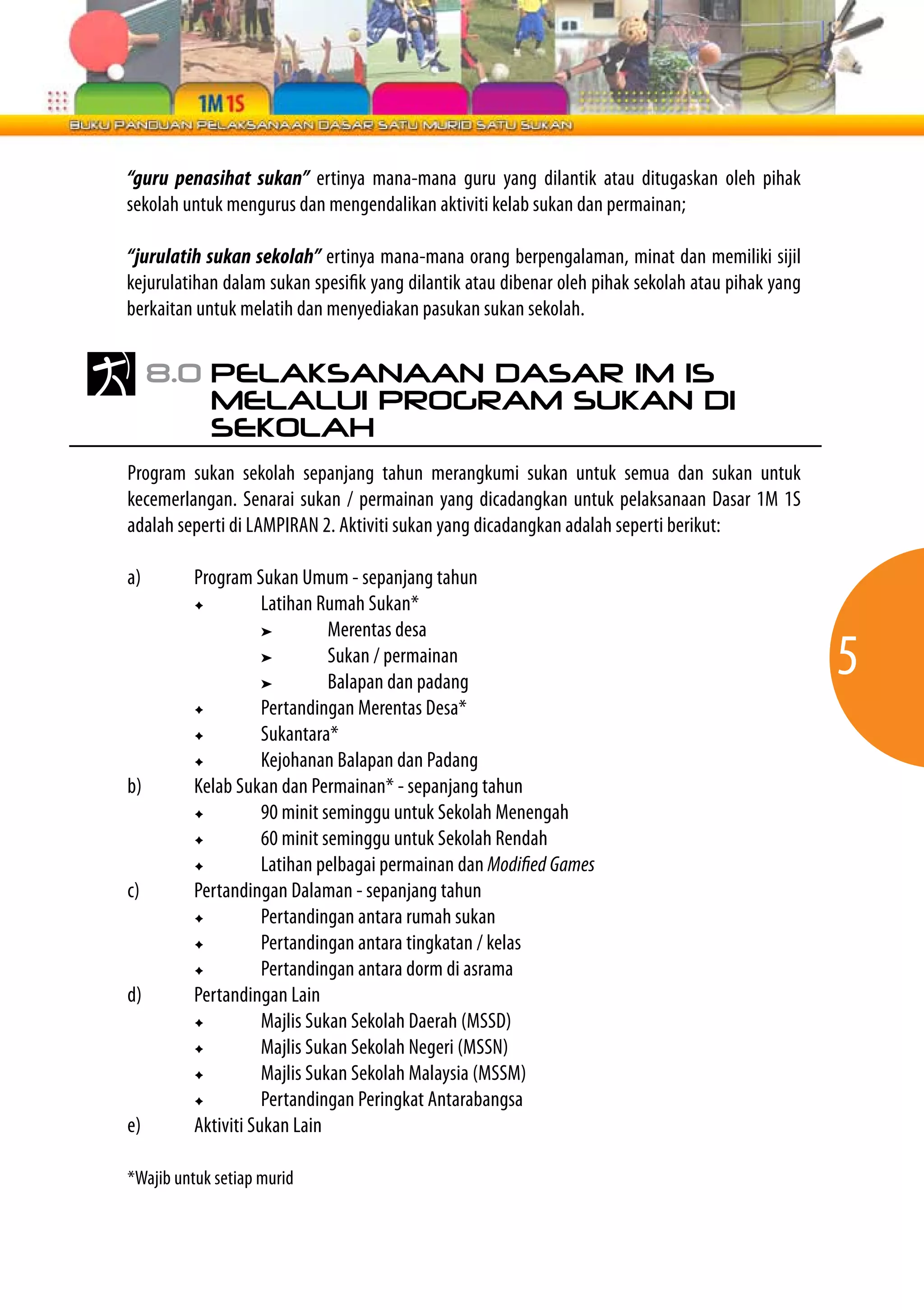 Buku panduan satu murid satu sukan | PDF