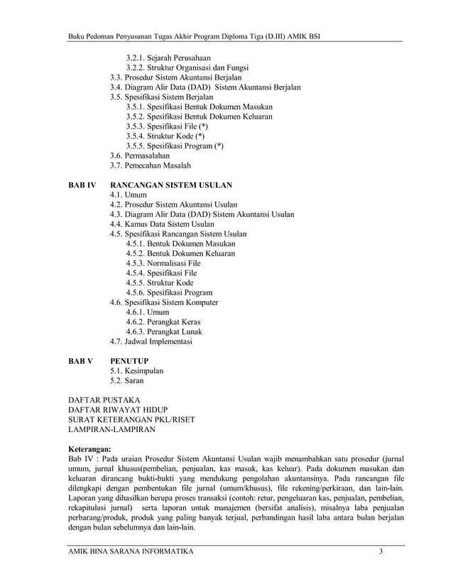 Buku panduan tugas akhir amik bsi 2014 | PDF