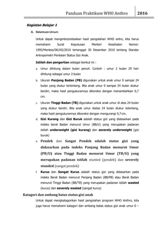buku panduan WHO antro untuk mahasiswa perkuliahan kepererawatan kebidanan dan gizi | PDF