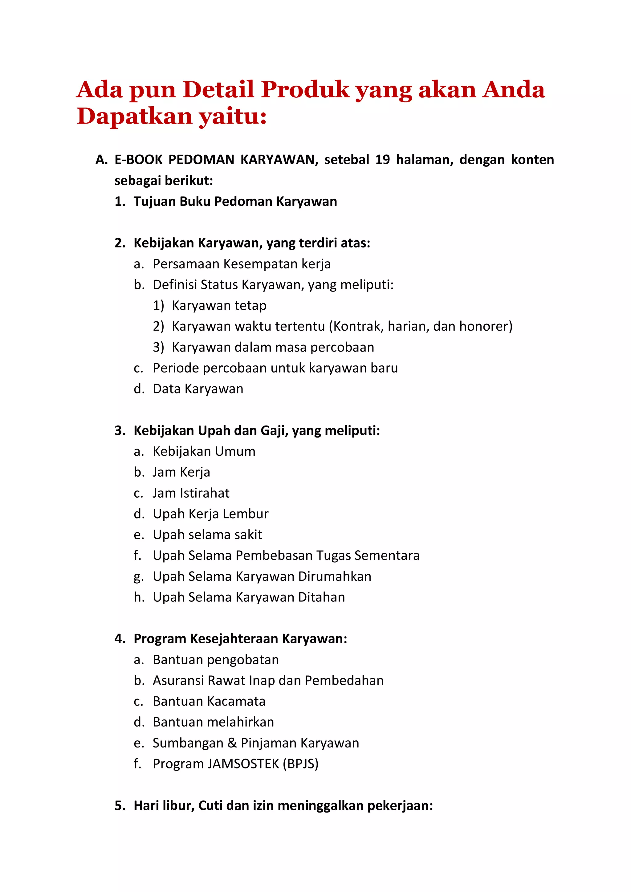 Buku pedoman karyawan, peraturan perusahaan, dan tata tertib kerja | PDF