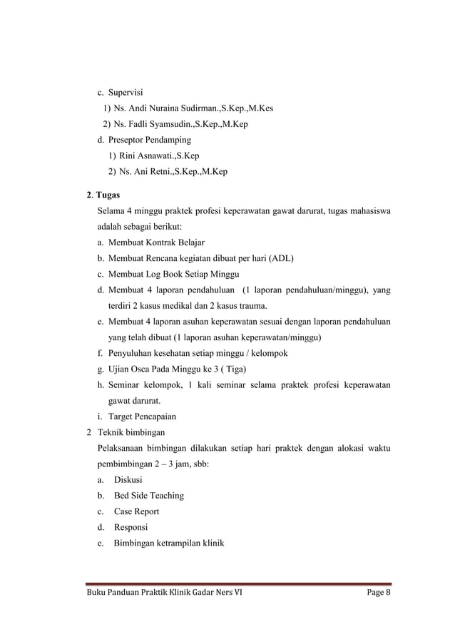 Buku pedoman kerja keperawatan gawat darurat ners vi | PDF