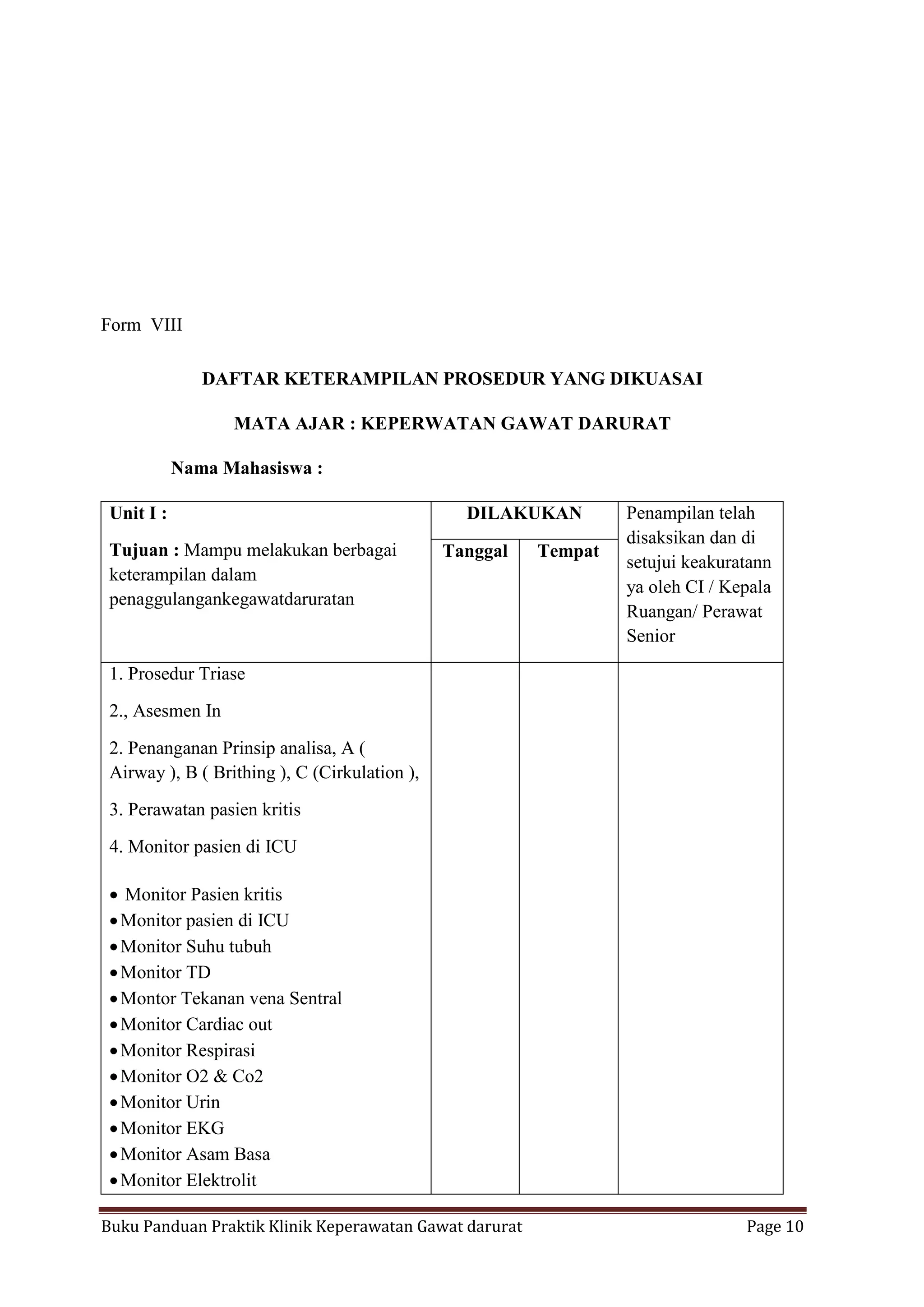 Buku pedoman kerja keperawatan Gawat Garurat Ners VII | PDF