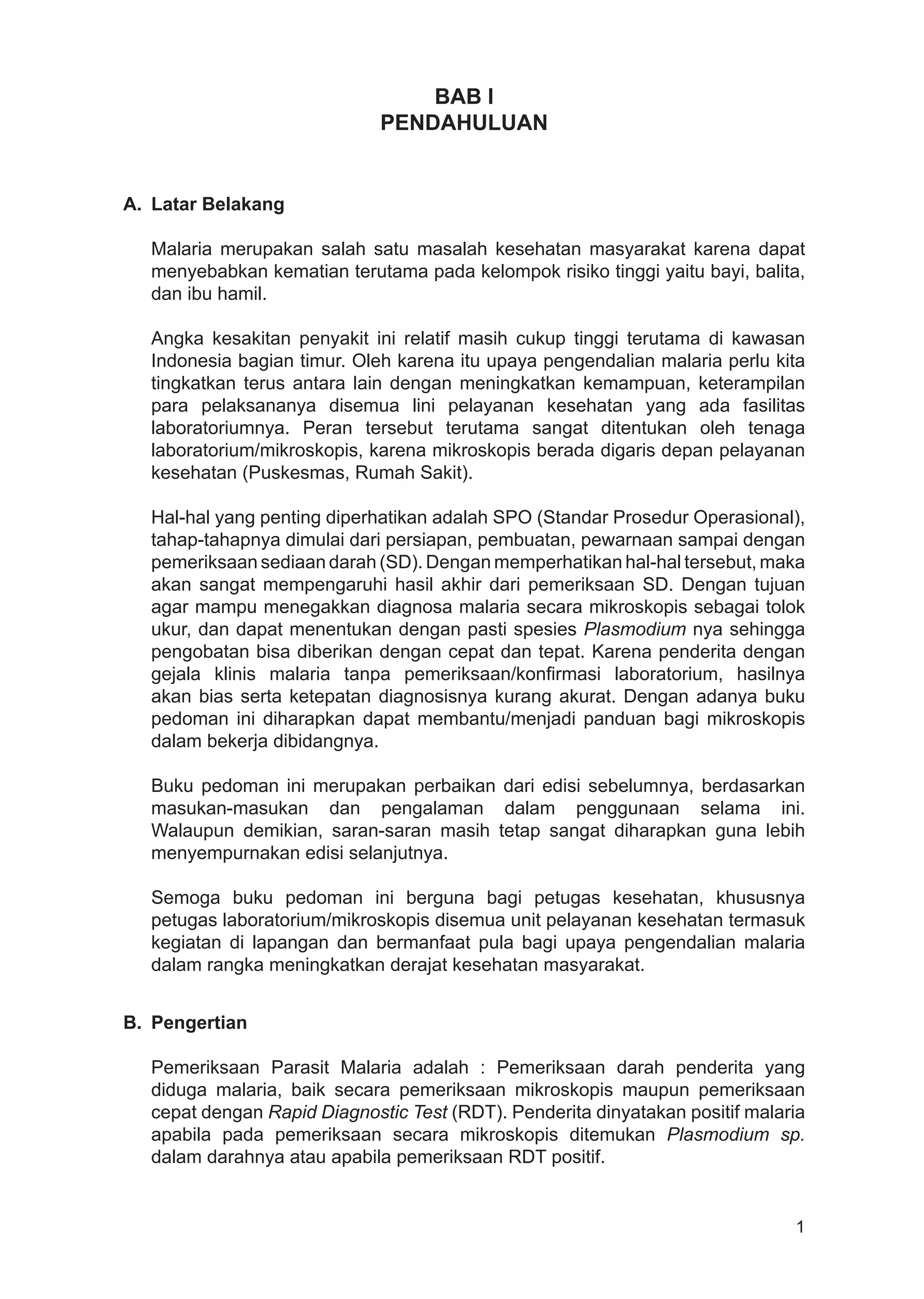 Buku pedoman teknis pemeriksaan parasit malaria | PDF