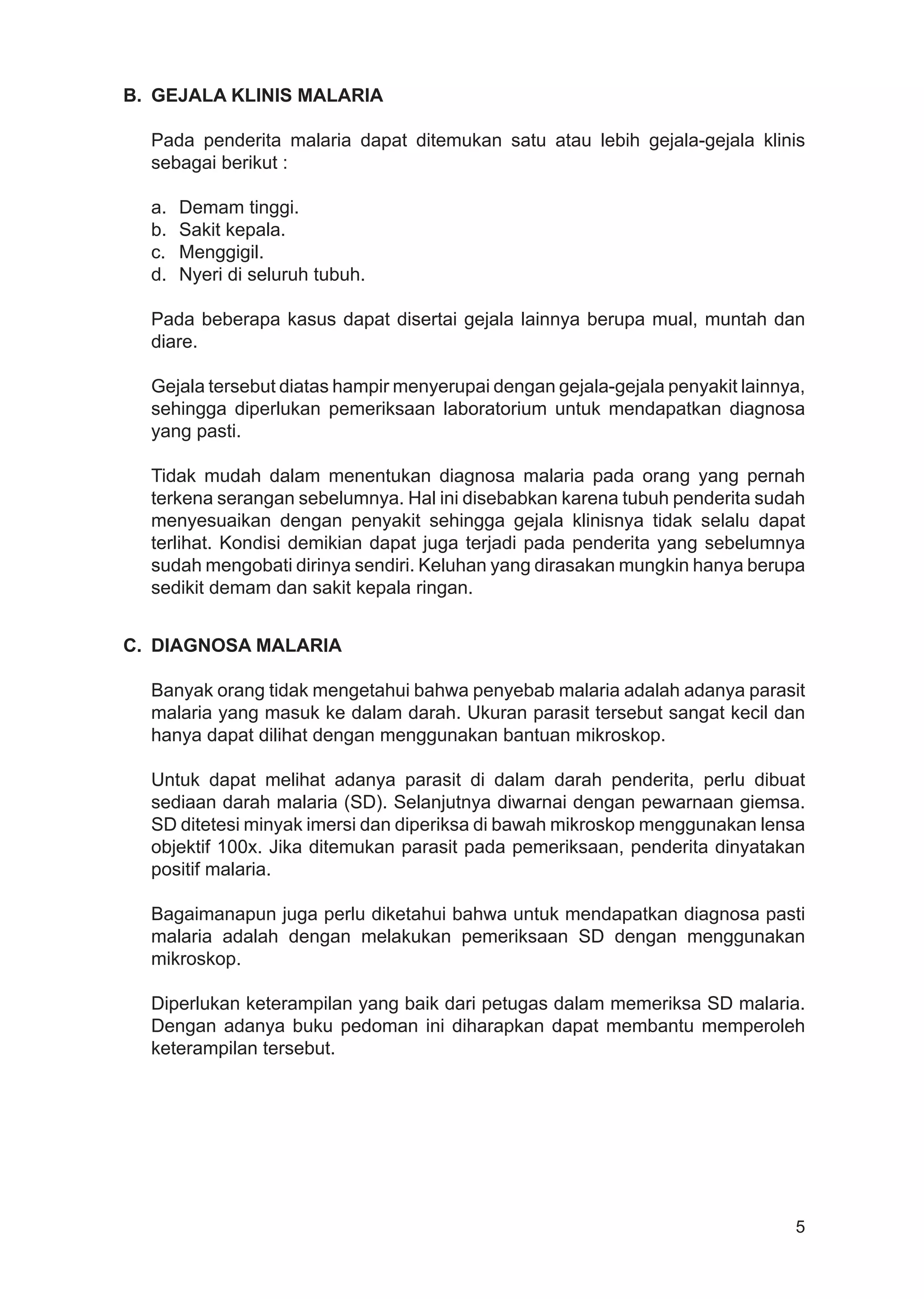 Buku pedoman teknis pemeriksaan parasit malaria | PDF