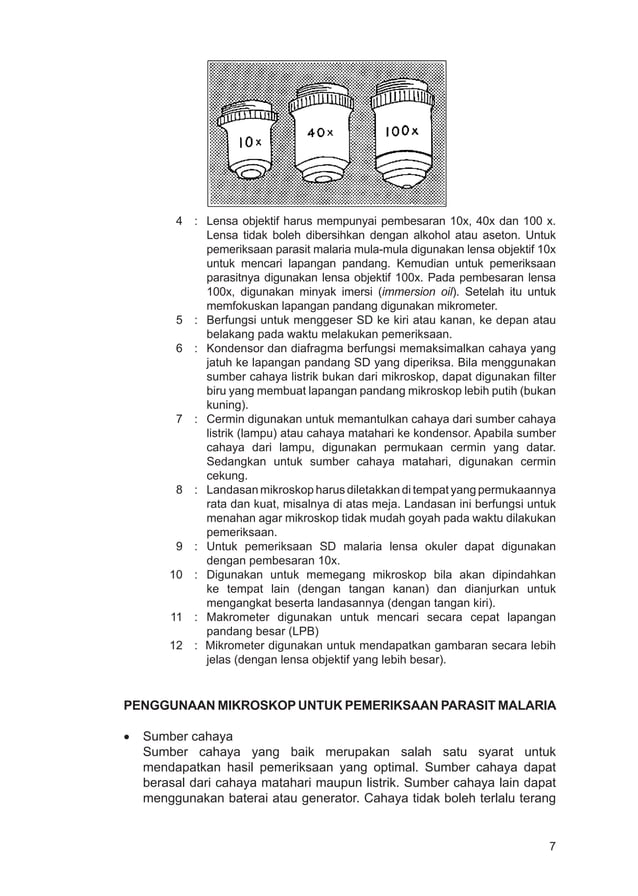 Buku pedoman teknis pemeriksaan parasit malaria | PDF