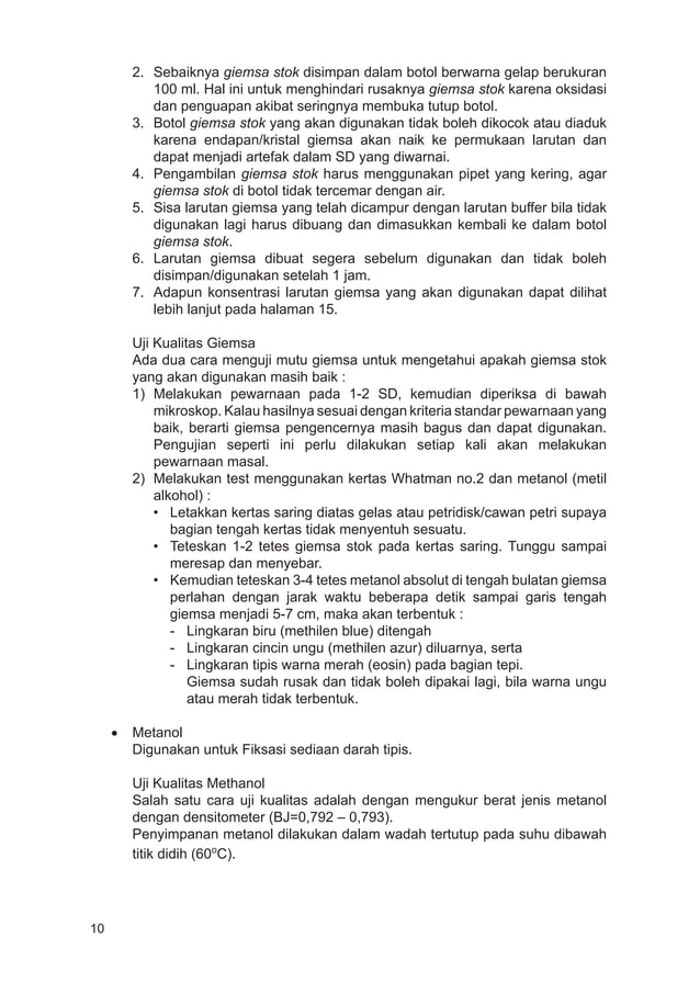 Buku pedoman teknis pemeriksaan parasit malaria | PDF