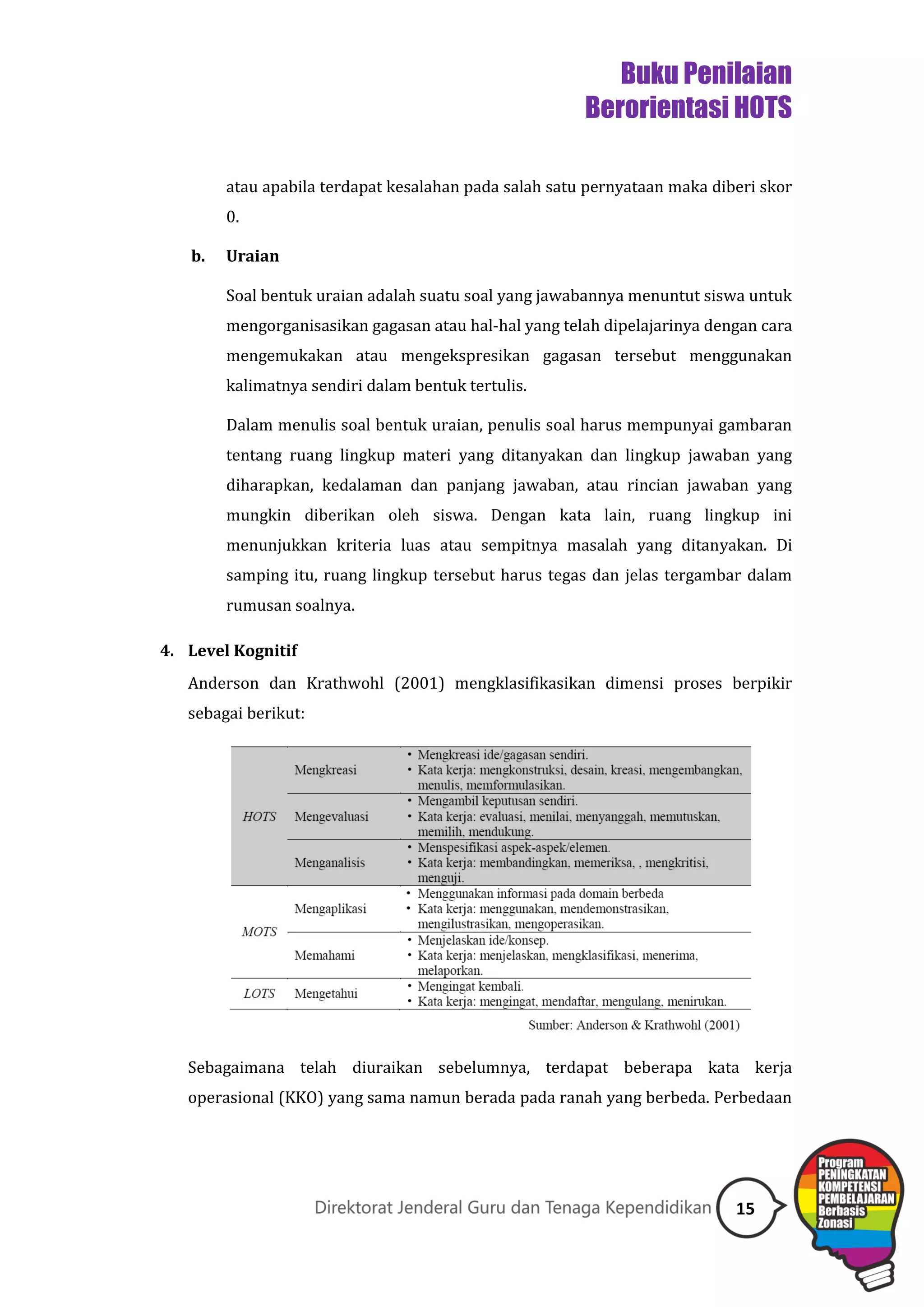 Buku pegangan penilaian HOTS program PKP berbasis Zonasi | PDF