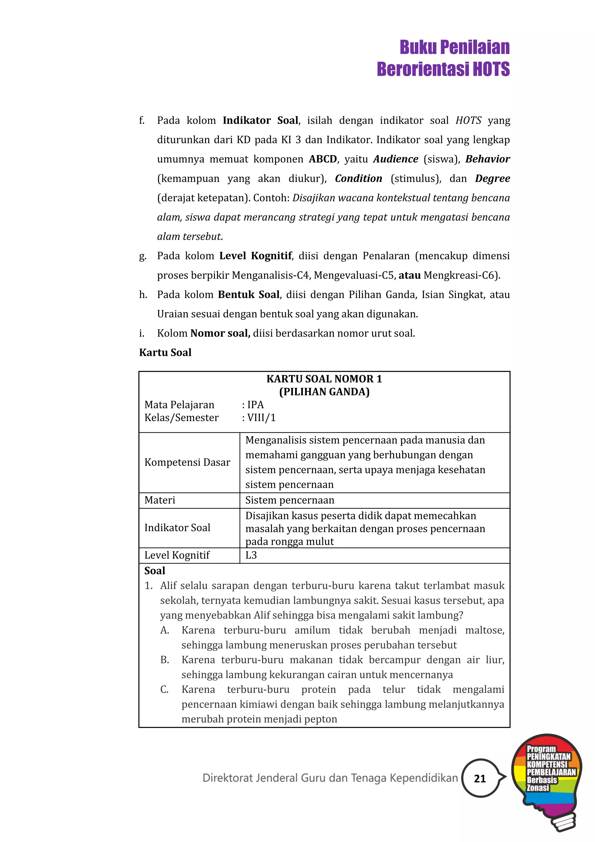 Buku pegangan penilaian HOTS program PKP berbasis Zonasi | PDF