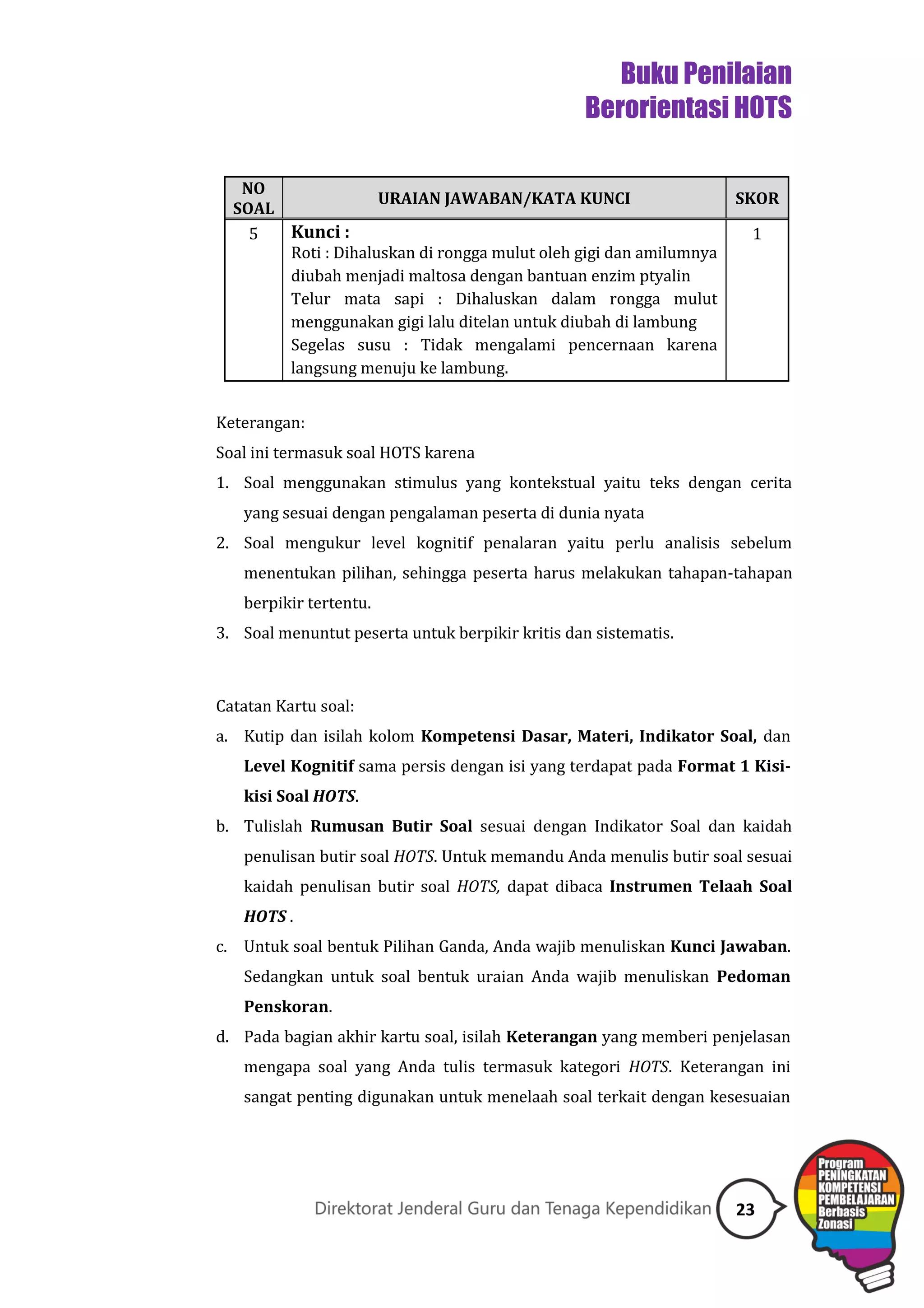 Buku pegangan penilaian HOTS program PKP berbasis Zonasi | PDF