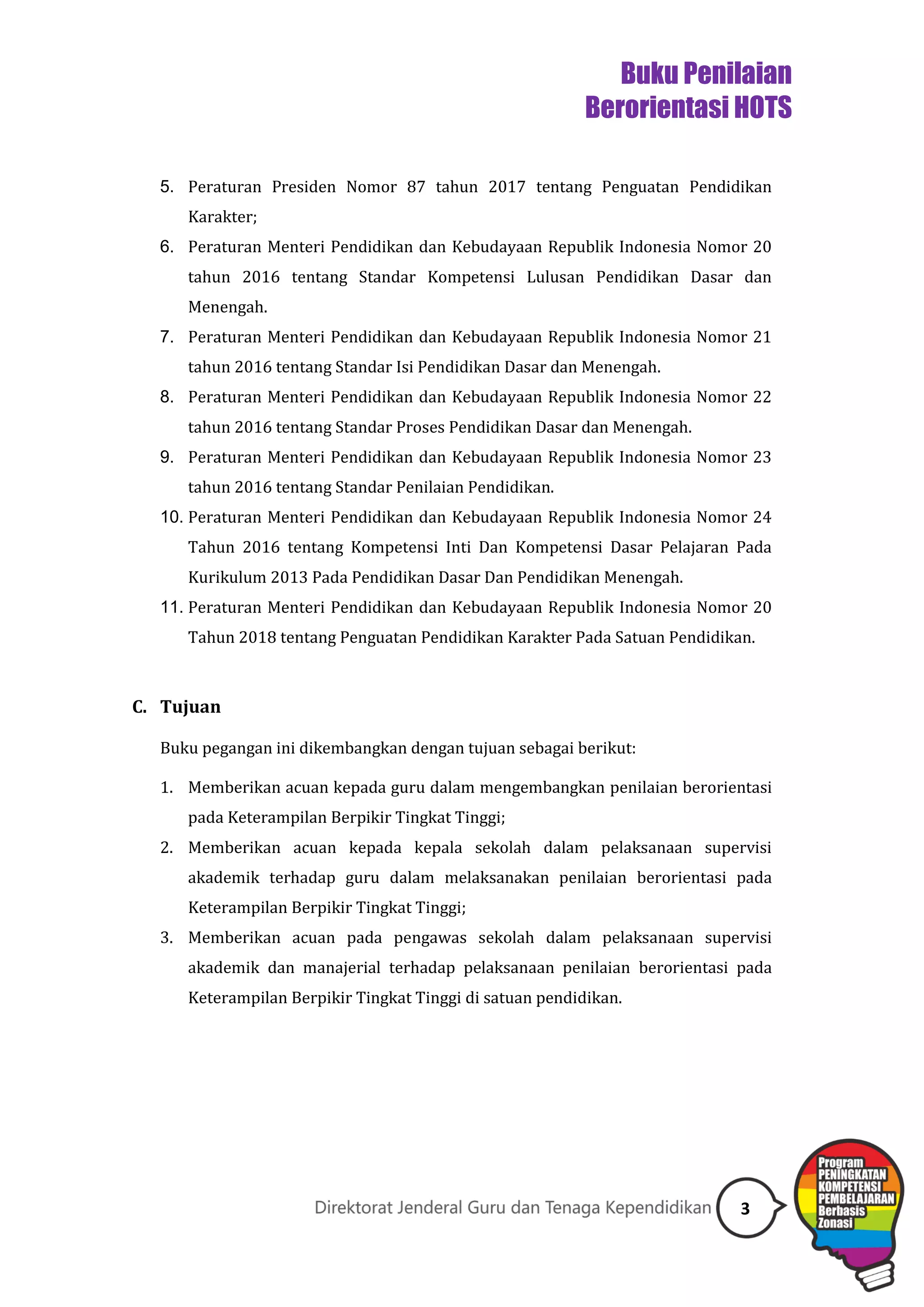 Buku pegangan penilaian HOTS program PKP berbasis Zonasi | PDF