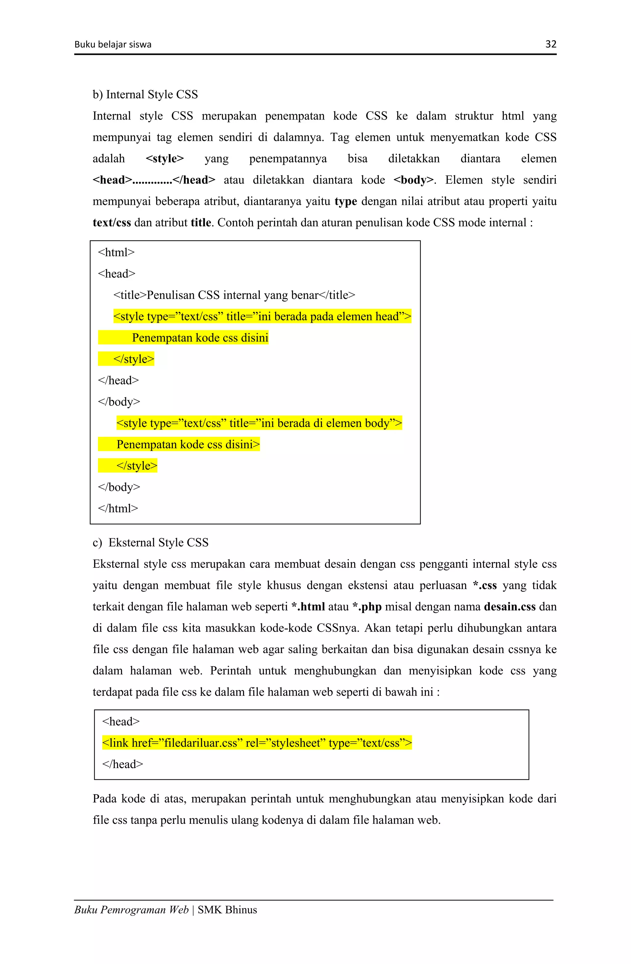 Buku pemrograman web html-css-javascript | PDF