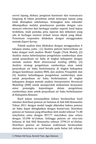 PENGELOLAAN SUMBERDAYA ALAM UNTUK PENYEDIAAN AIR BAKU BERKELANJUTAN | PDF