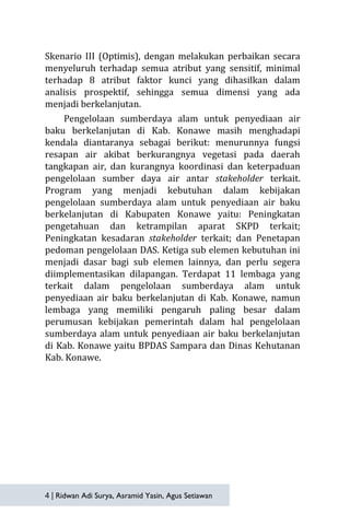 PENGELOLAAN SUMBERDAYA ALAM UNTUK PENYEDIAAN AIR BAKU BERKELANJUTAN | PDF