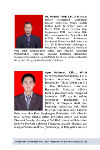 PENGELOLAAN SUMBERDAYA ALAM UNTUK PENYEDIAAN AIR BAKU BERKELANJUTAN | PDF