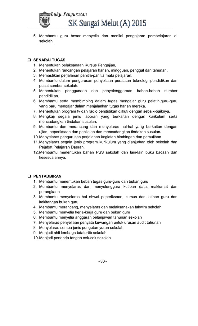 Buku Pengurusan SK Sg Melut 2015 | DOC