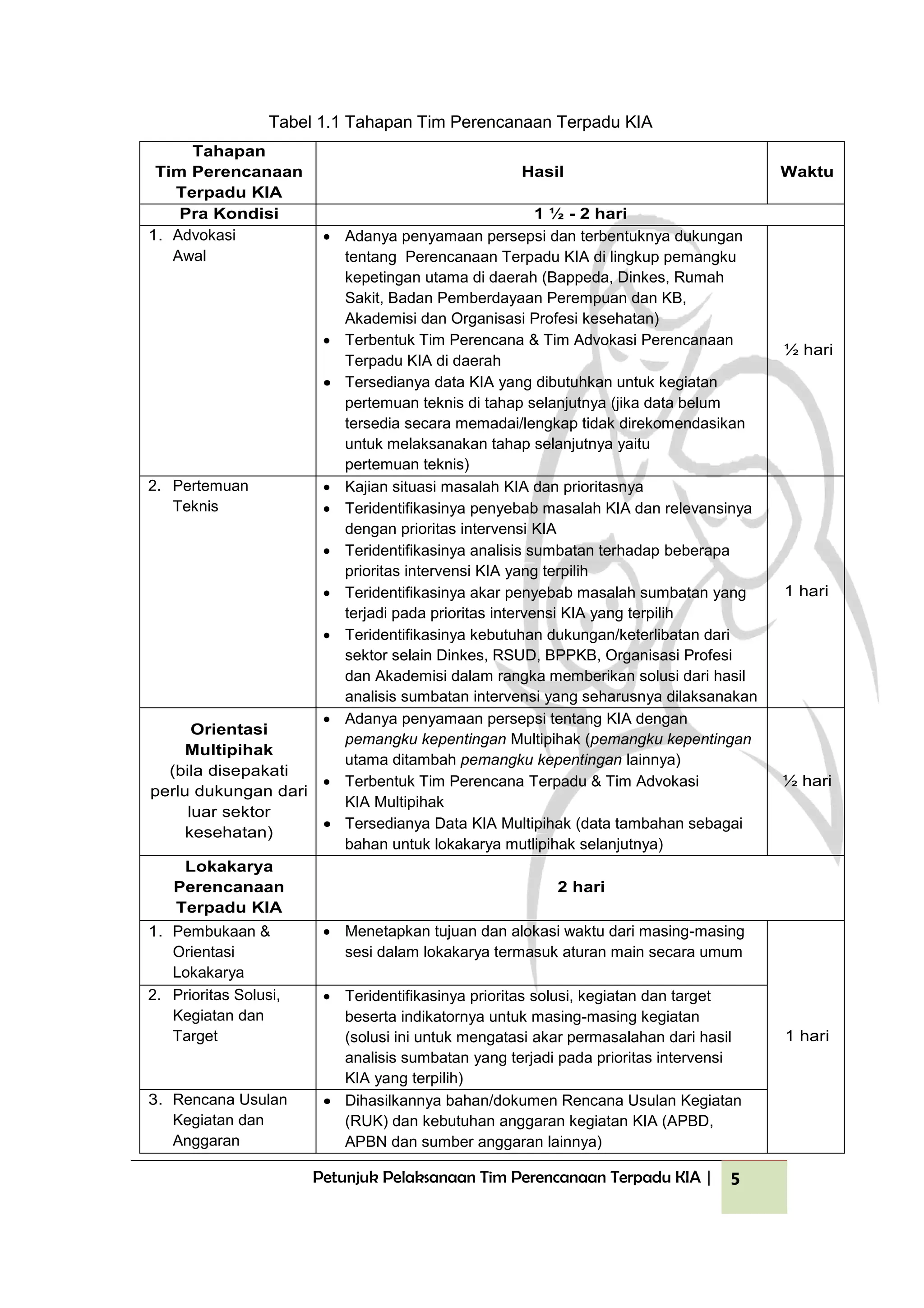 BUKU PETUNJUK PELAKSANAAN PERENCANAAN TERPADU KESEHATAN IBU DAN ANAK | PDF