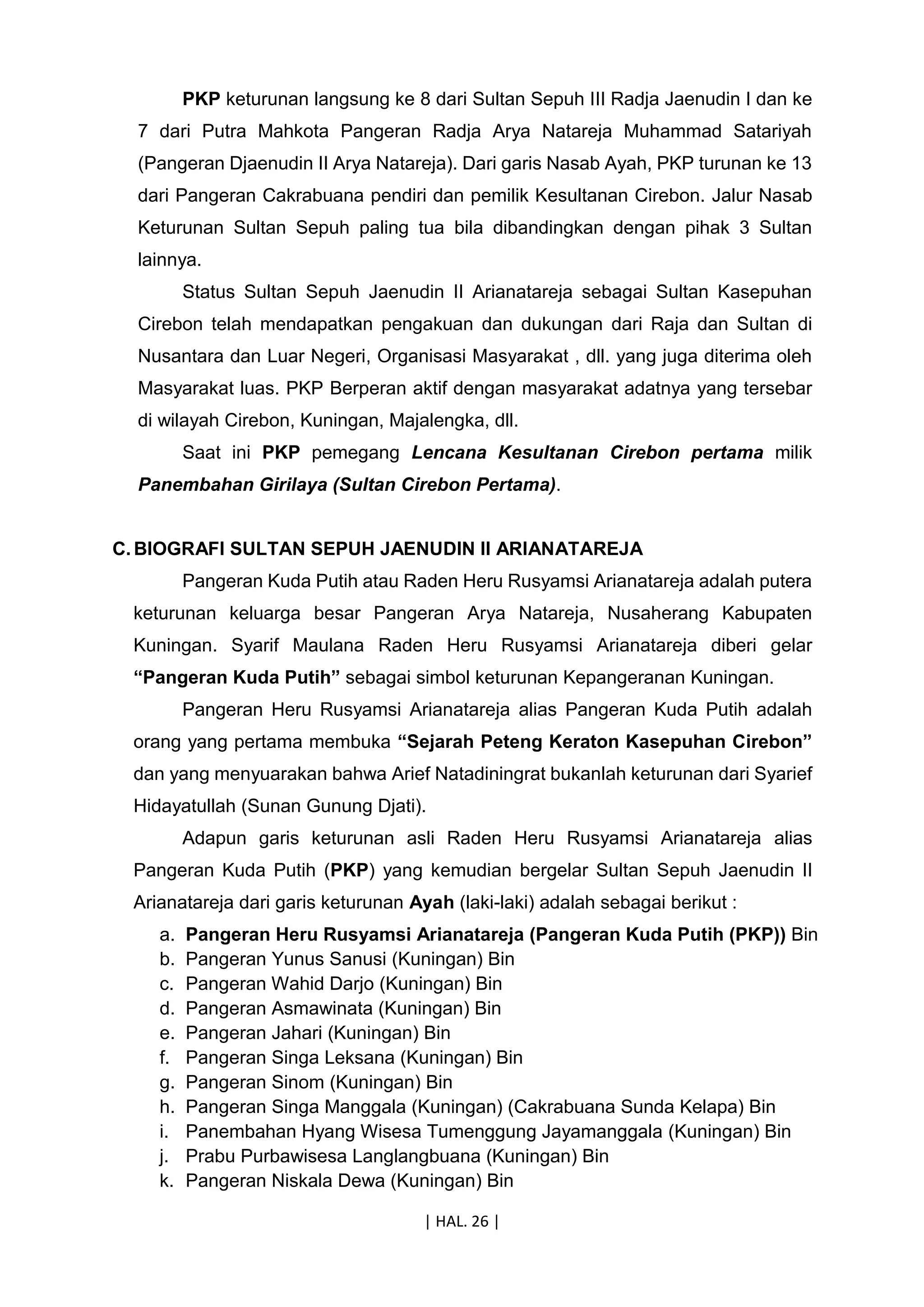 BUKU FAKTA SEJARAH :Pangeran Heru Arianataredja (keturunan Sultan Sepuh ...