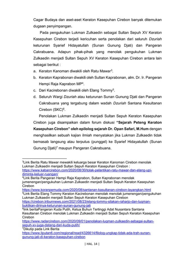 BUKU FAKTA SEJARAH :Pangeran Heru Arianataredja (keturunan Sultan Sepuh III Sultan Raja ...