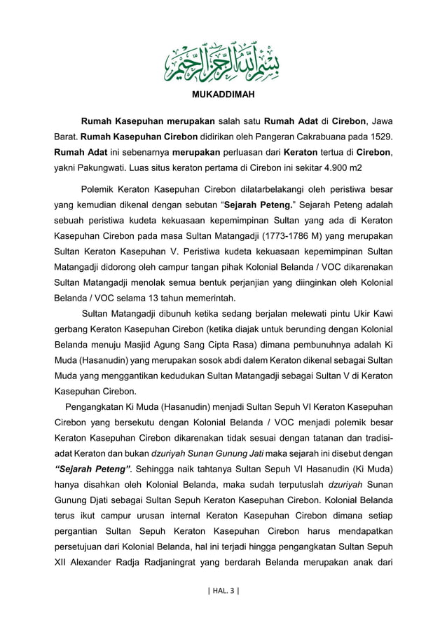 BUKU FAKTA SEJARAH :Pangeran Heru Arianataredja (keturunan Sultan Sepuh III Sultan Raja ...