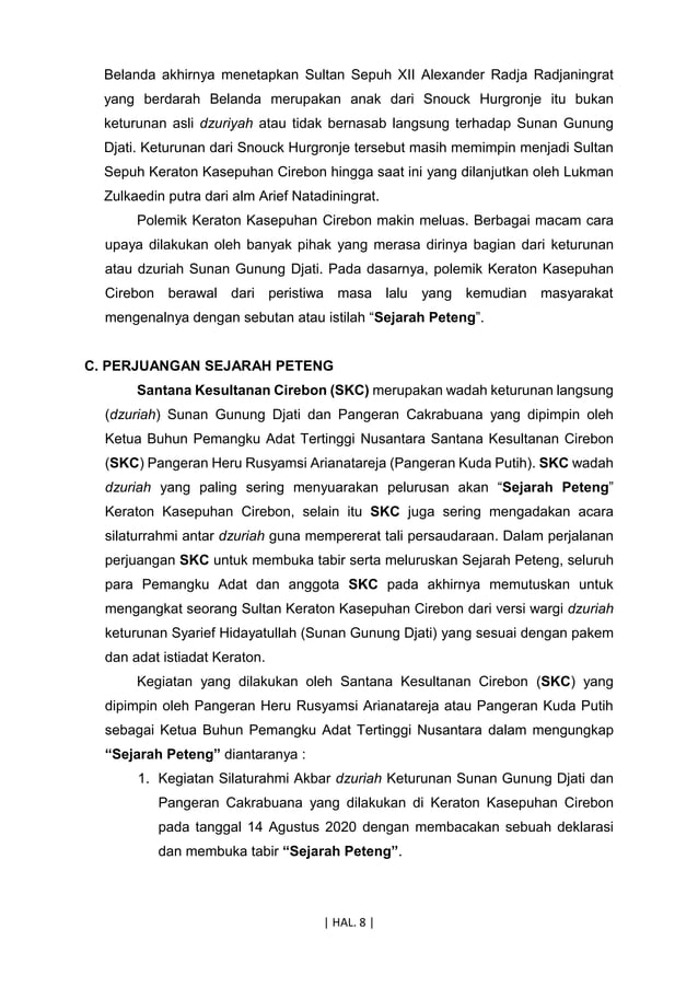 BUKU FAKTA SEJARAH :Pangeran Heru Arianataredja (keturunan Sultan Sepuh III Sultan Raja ...