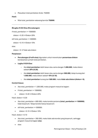 Pemrograman Dasar Python Dari Dasar Sampai bisa | PDF