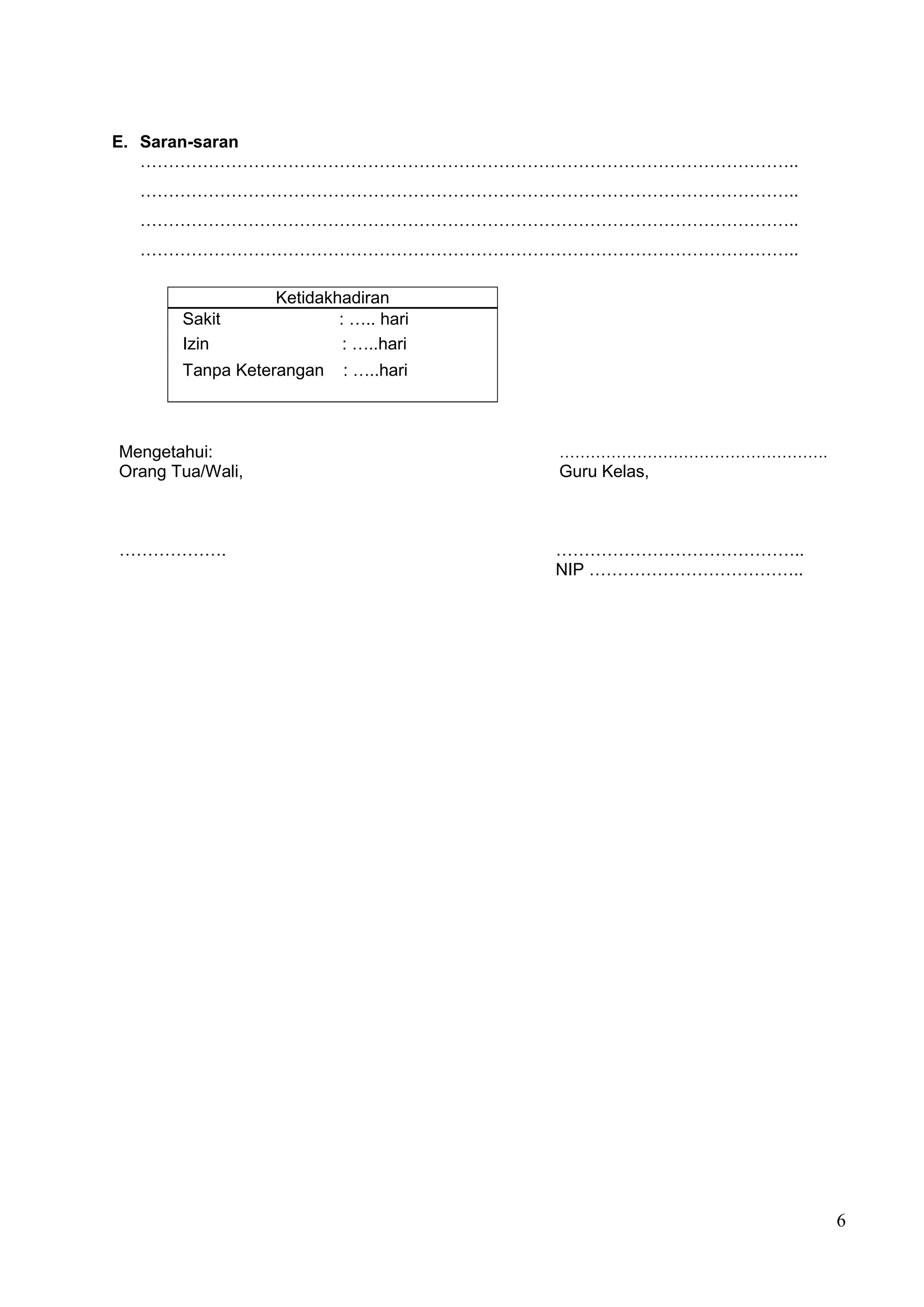 FORMAT RAPOR SD MENURUT KURIKULUM 2013 | DOC