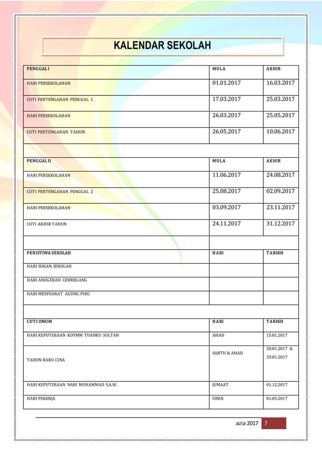 Buku rekod mengajar 2017 | DOCX
