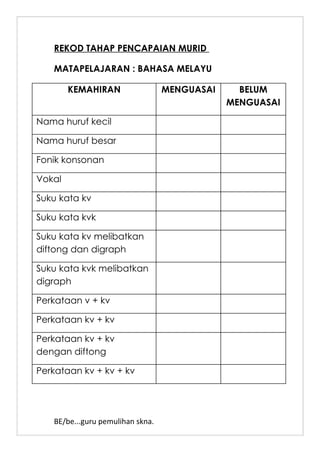 Buku rekod pencapaian_murid_pemulihan | DOC