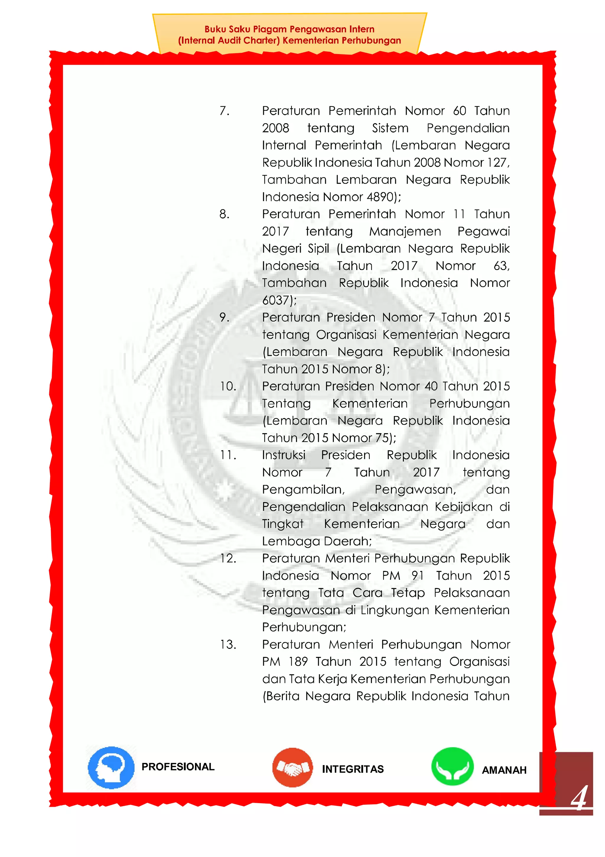 Buku saku internal audit charter kemeterian perhubungan | PDF ...