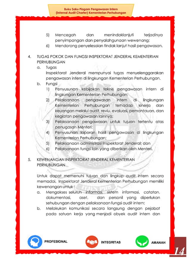 Buku saku internal audit charter kemeterian perhubungan | PDF