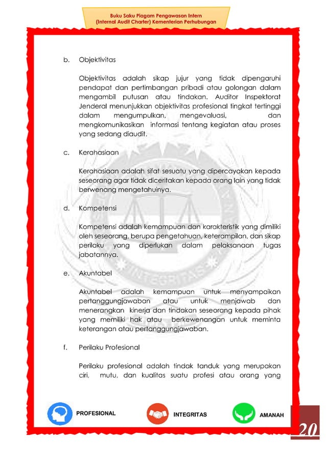 Buku saku internal audit charter kemeterian perhubungan | PDF