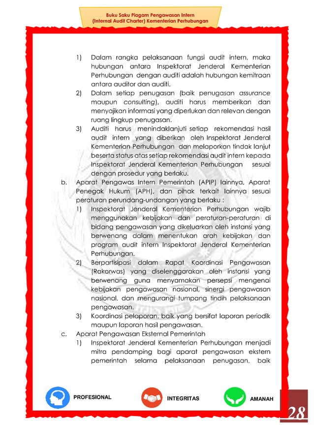 Buku saku internal audit charter kemeterian perhubungan | PDF