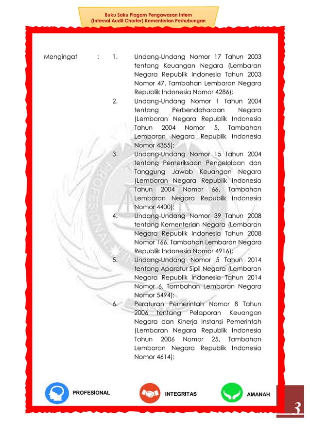 Buku saku internal audit charter kemeterian perhubungan | PDF