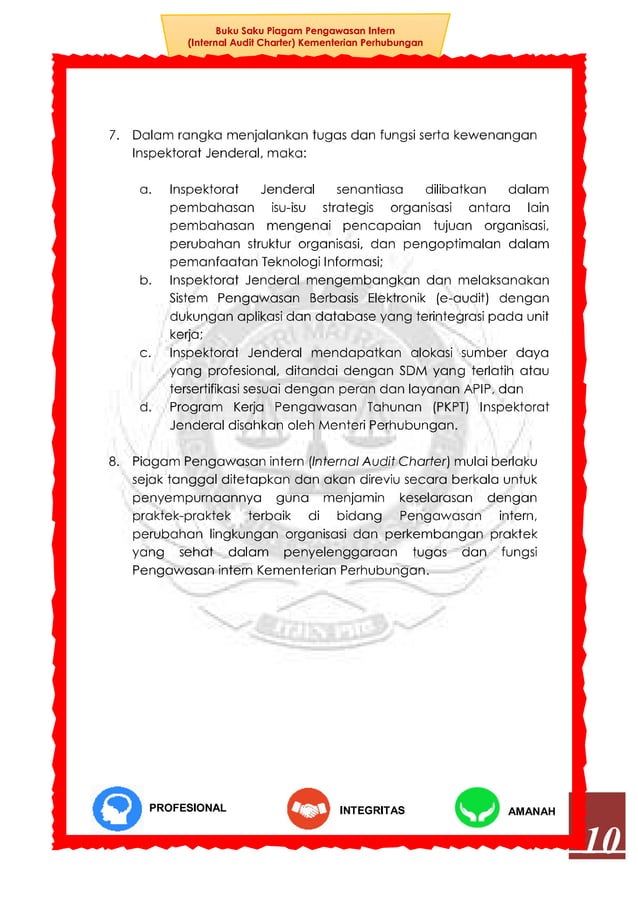 Buku saku internal audit charter kemeterian perhubungan | PDF