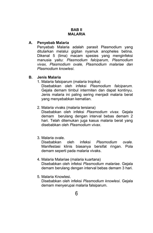 Buku Saku Tata Laksana Malaria Kemenkes. | PDF