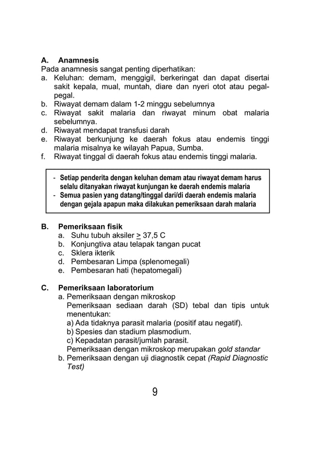 Buku Saku Tata Laksana Malaria Kemenkes. | PDF